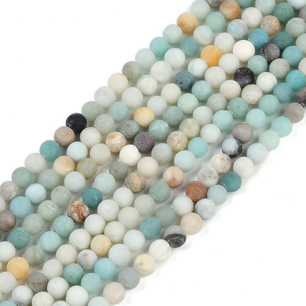 20strands Natural Flower Amazonite Beads Strands Round Frosted 6~6.8mm ...