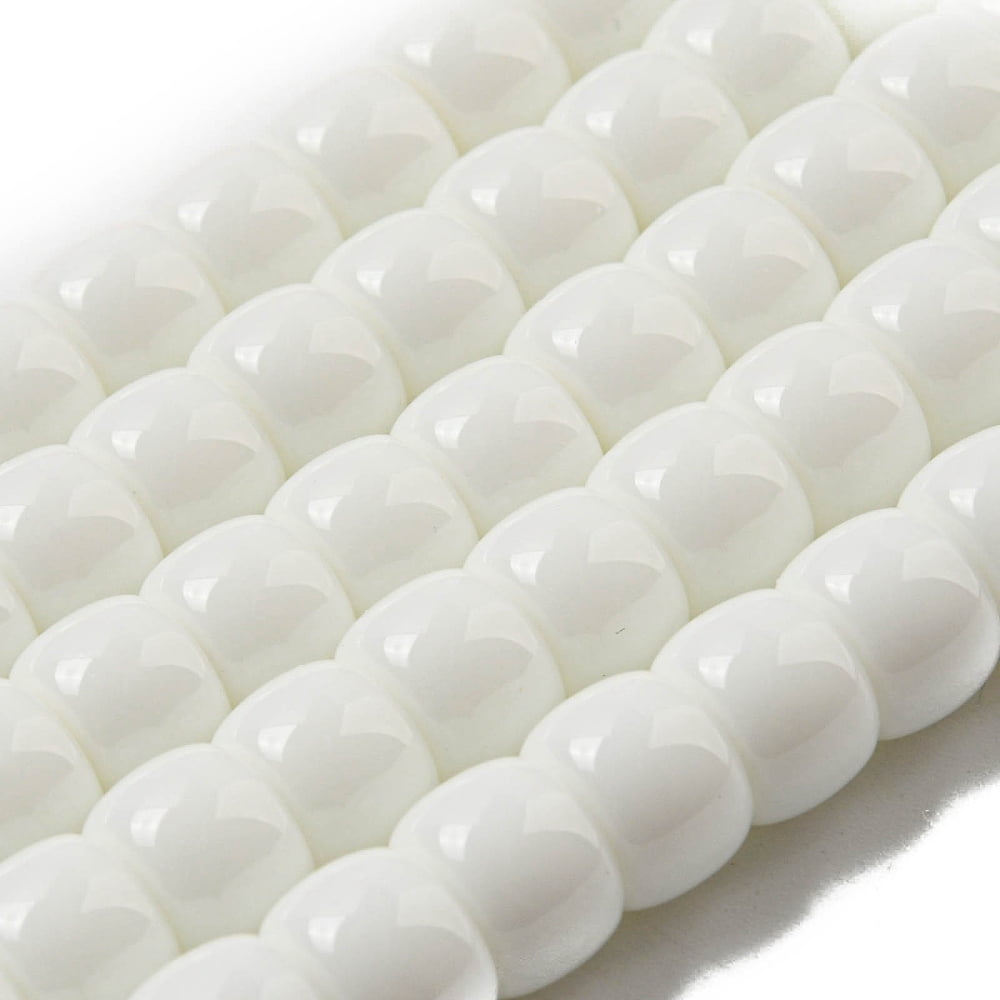 20strands Opaque Glass Beads Strands Barrel White 8x6mm Hole: 1.6mm ...
