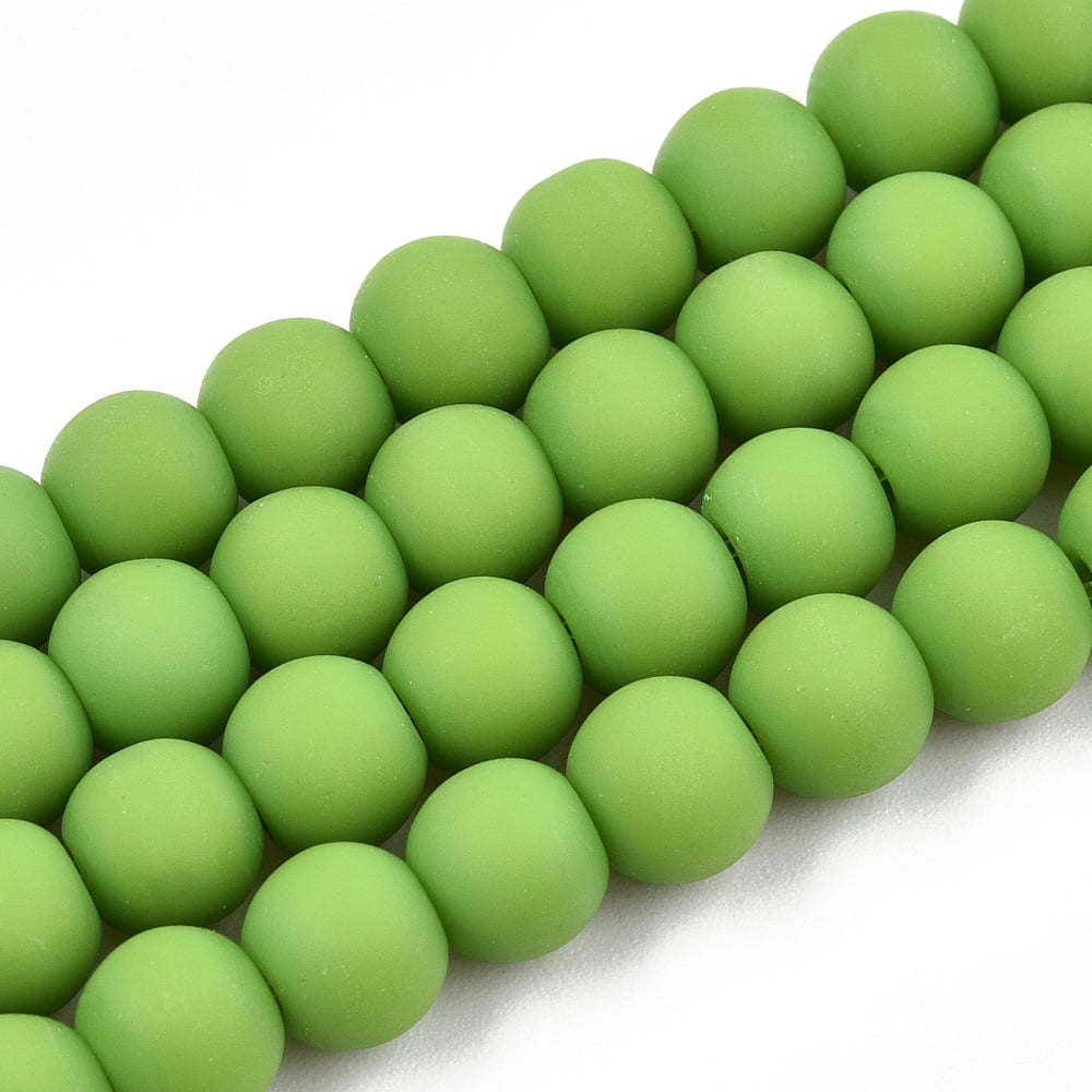 20strands Opaque Glass Beads Strands Frosted Round Lime Green 6~6.5mm ...