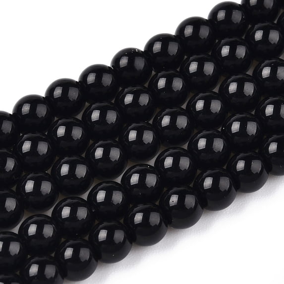 20strands Opaque Solid Color Glass Beads Strands Round Black 6-6.5mm ...