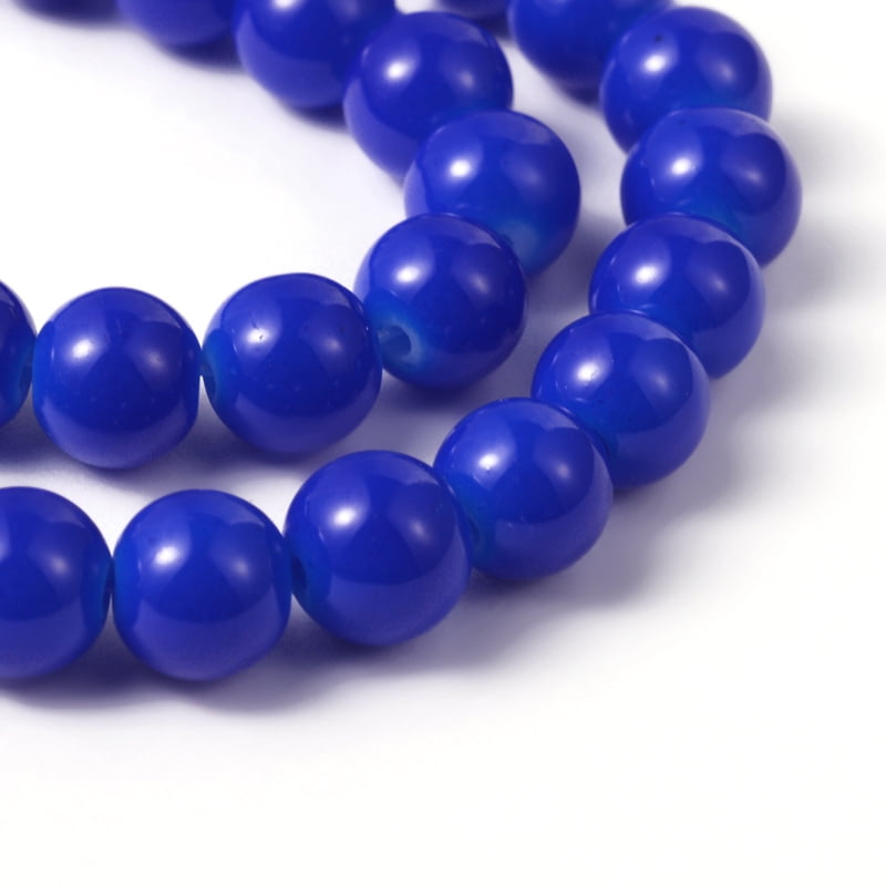 20strands Painted Glass Bead Strands Baking Paint Round Royal Blue 8mm ...