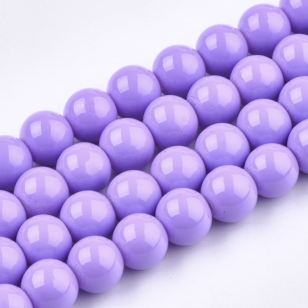 20strands Painted Glass Bead Strands Baking Paint Round Violet 6mm Hole ...