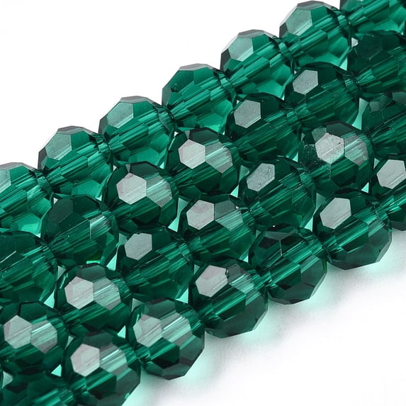 20strands Transparent Glass Beads Faceted(32 Facets) Round Dark Green ...