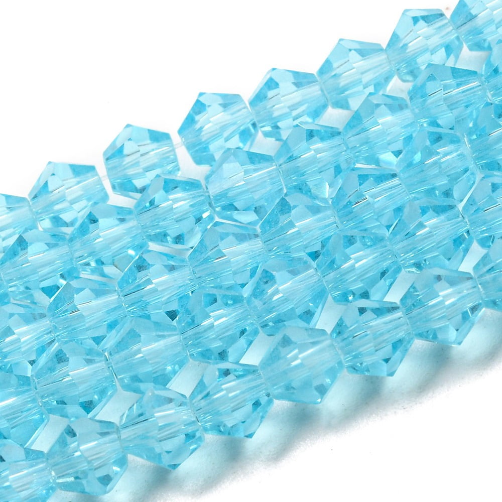 20strands Transparent Glass Beads Strands Faceted Bicone Light Sky Blue ...