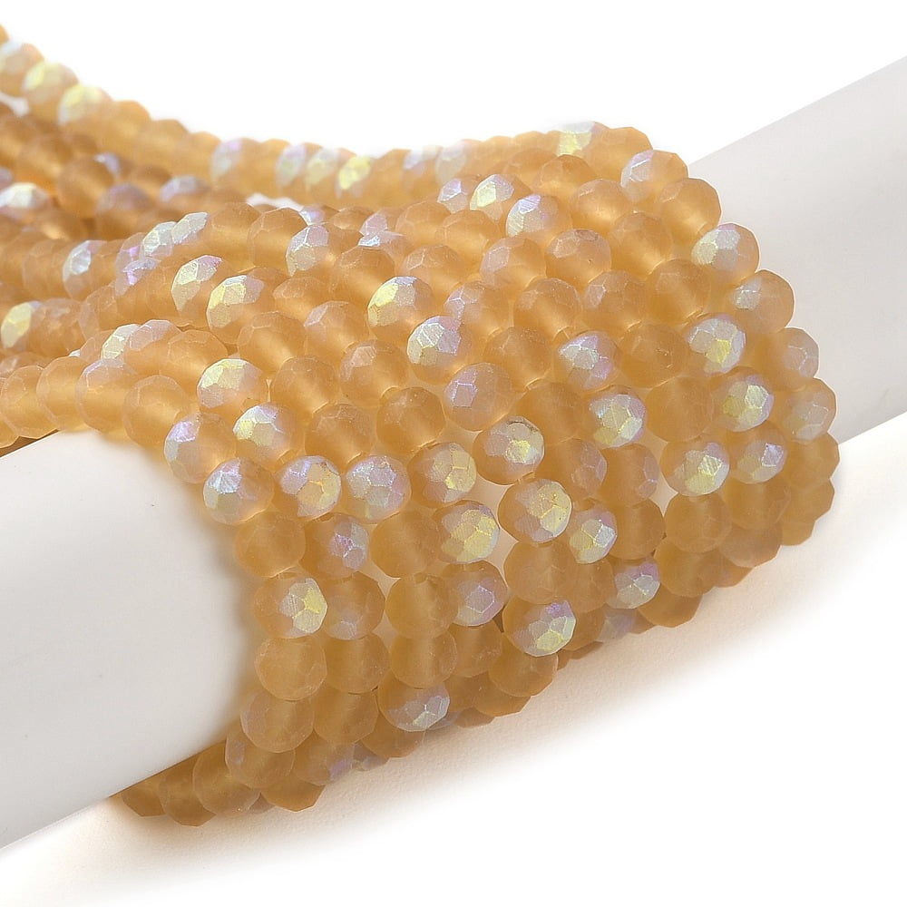 20strands Transparent Glass Beads Strands Faceted Frosted Half AB color ...