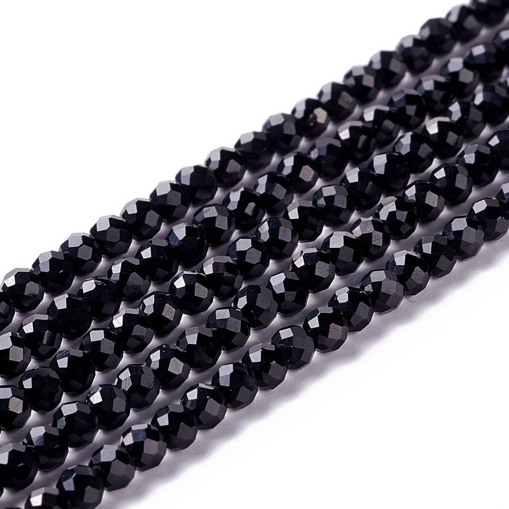 20strands Transparent Glass Beads Strands Faceted Round Black 3mm Hole ...