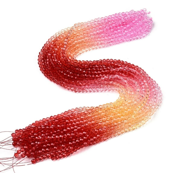 20strands Transparent Glass Beads Strands Segmented Multi-color Beads ...