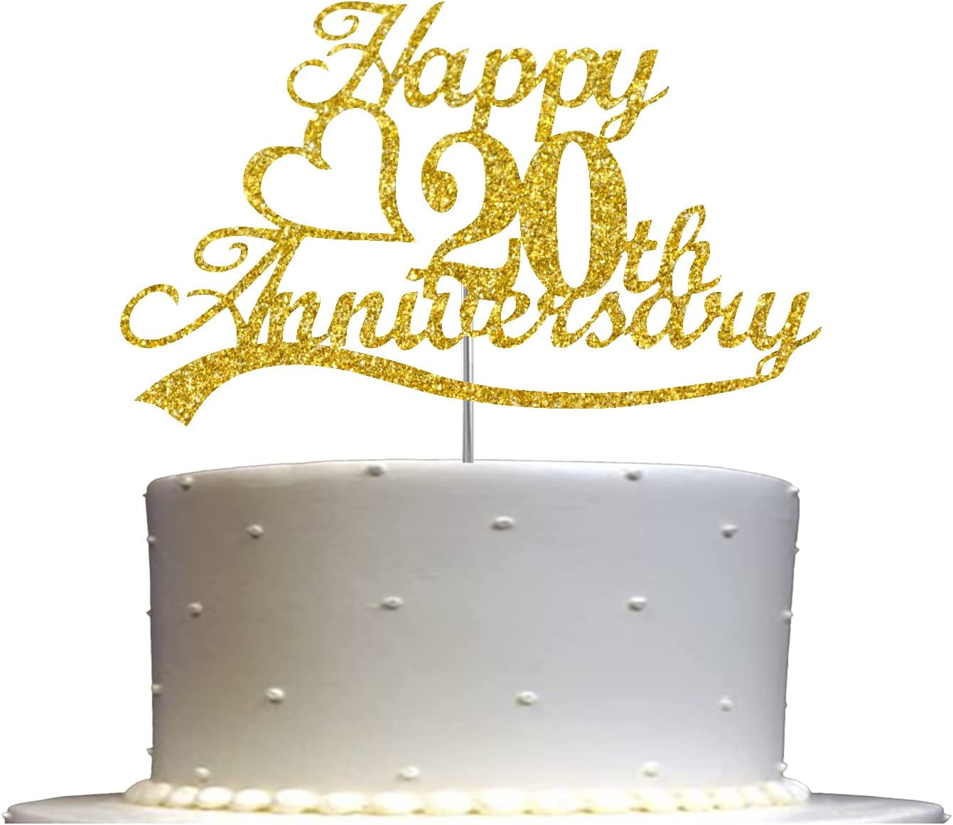 20th Anniversary Cake Topper Gold Glitter, 20 Wedding Anniversary Party ...