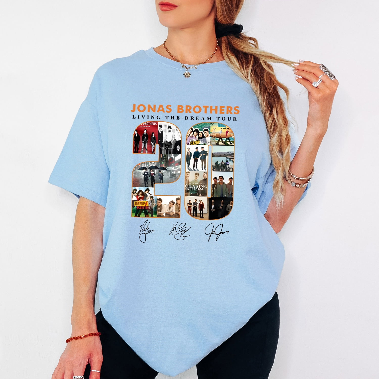 20th Anniversary Of Jonas Shirt, Living The Dream Tour 2025 T-shirt ...