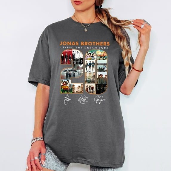 20th Anniversary Of Jonas Shirt, Living The Dream Tour 2025 T-shirt, Jonas Fan Merchandise Shirt ...