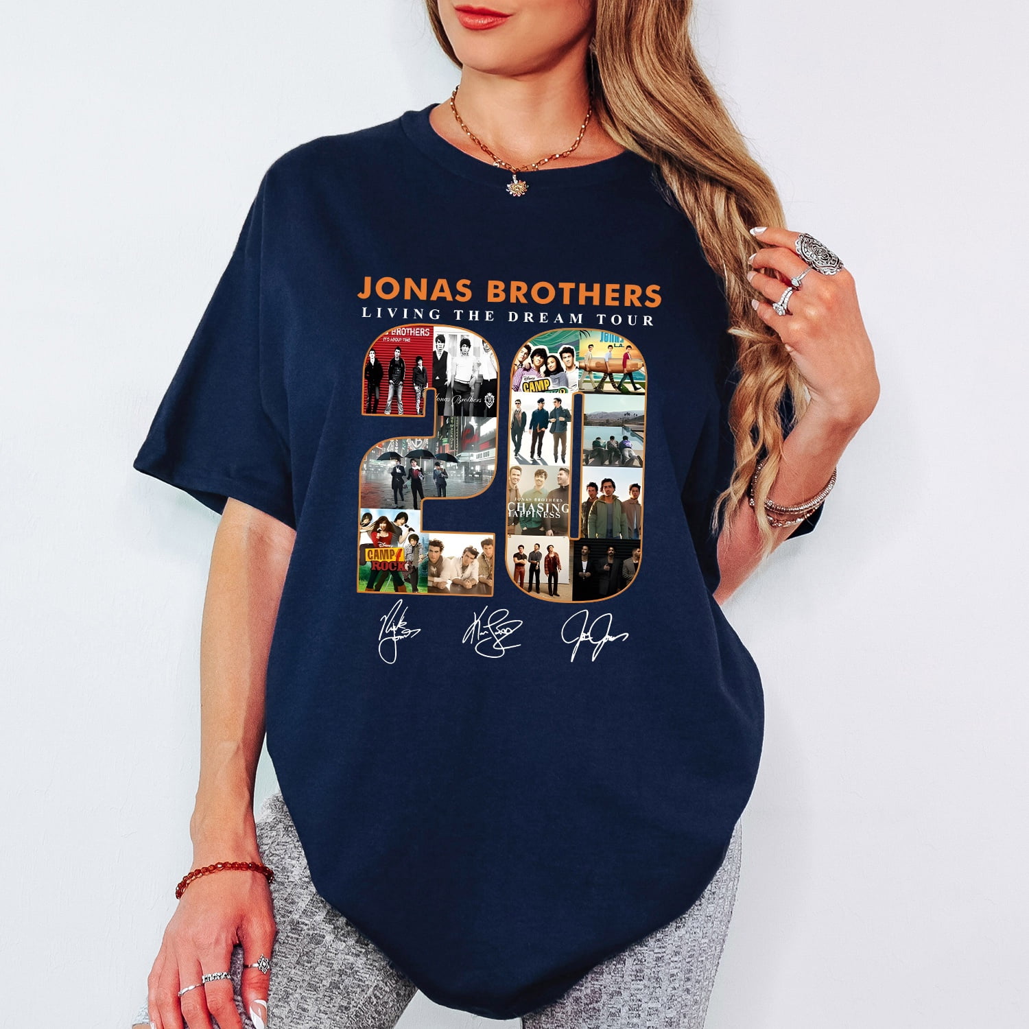 20th Anniversary Of Jonas Shirt, Living The Dream Tour 2025 T-shirt ...