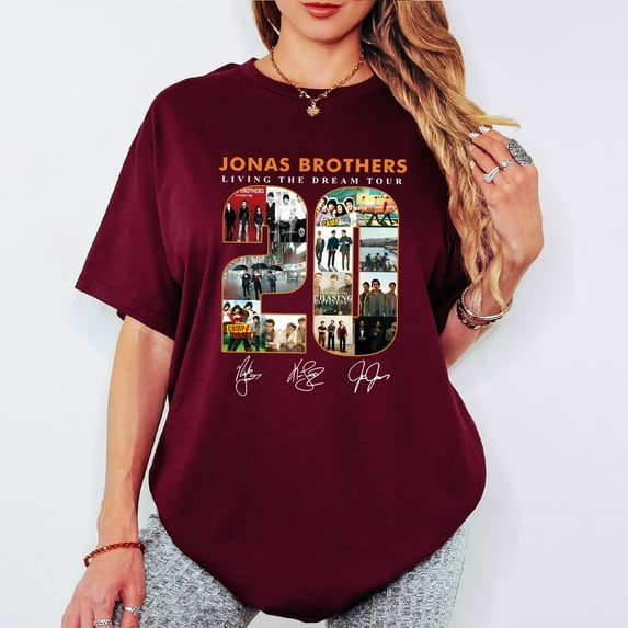 20th Anniversary Of Jonas Shirt, Living The Dream Tour 2025 T-shirt, Jonas Fan Merchandise Shirt ...