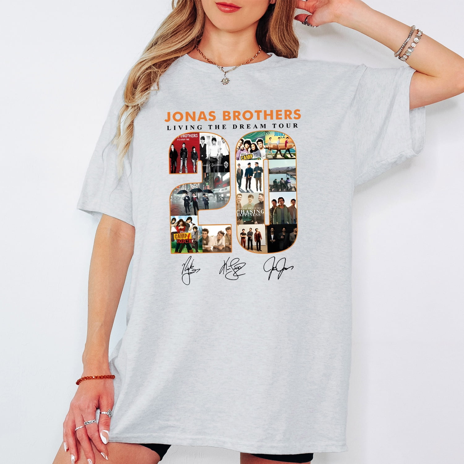 20th Anniversary Of Jonas Shirt, Living The Dream Tour 2025 T-shirt ...