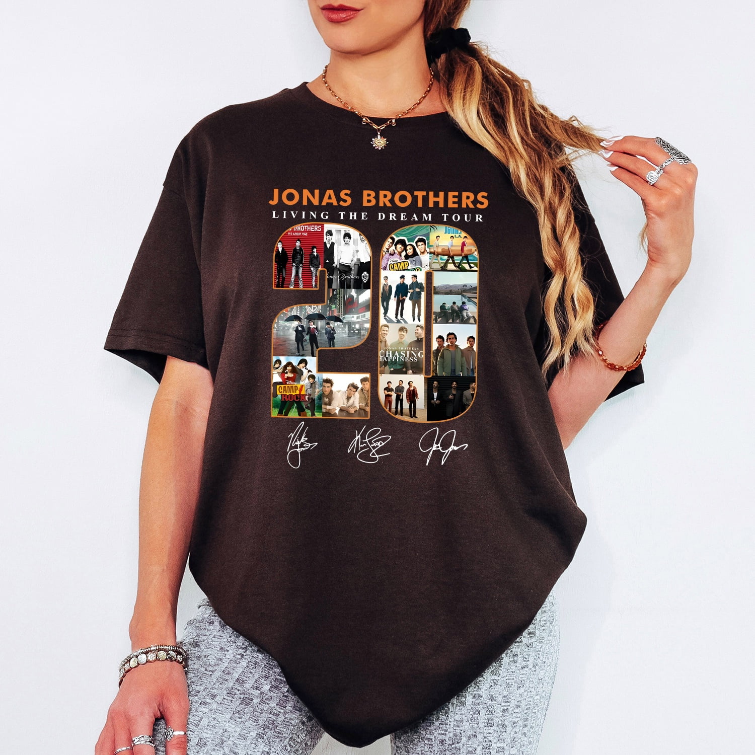 20th Anniversary Of Jonas Shirt, Living The Dream Tour 2025 T-shirt ...