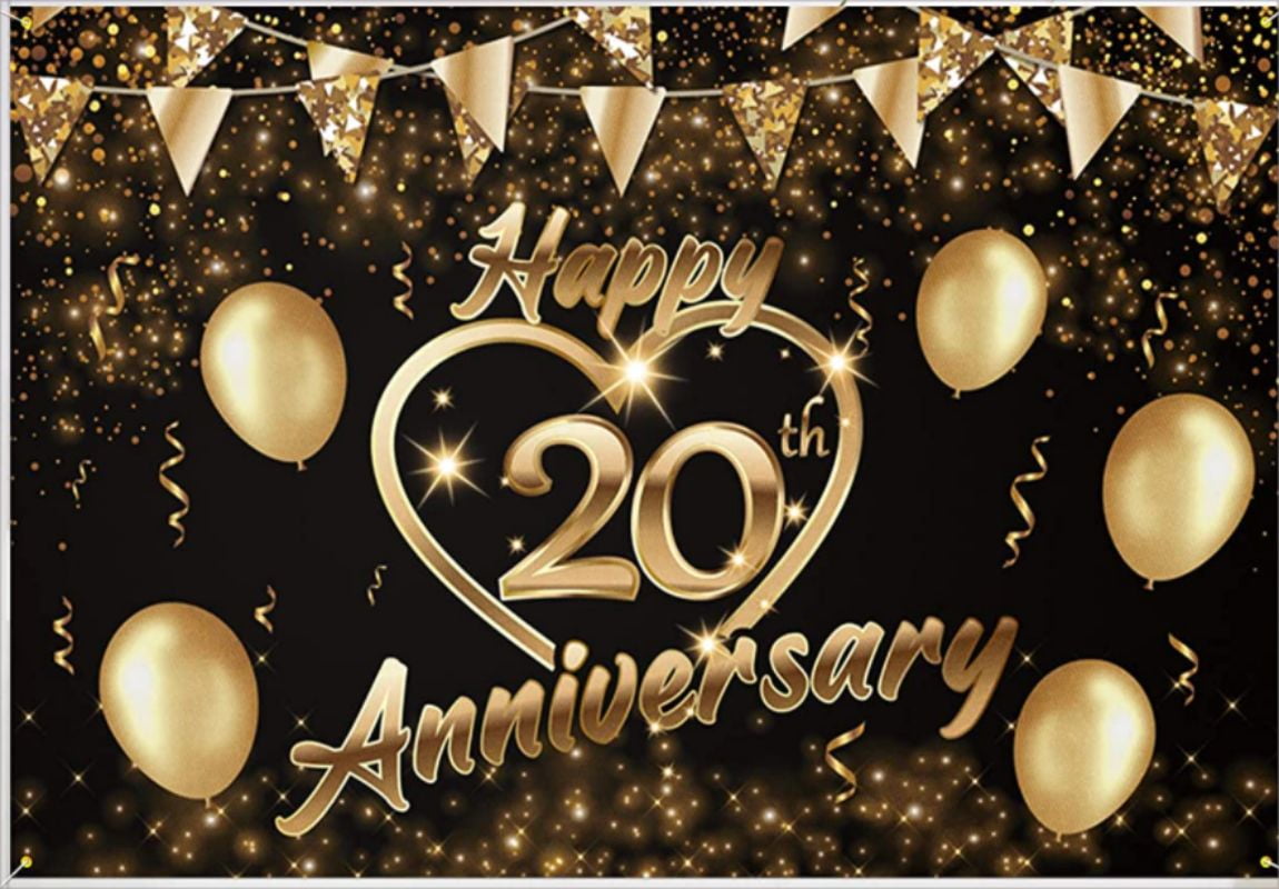 20th Happy Birthday Backdrop for Photography Golden Crown Happy ...