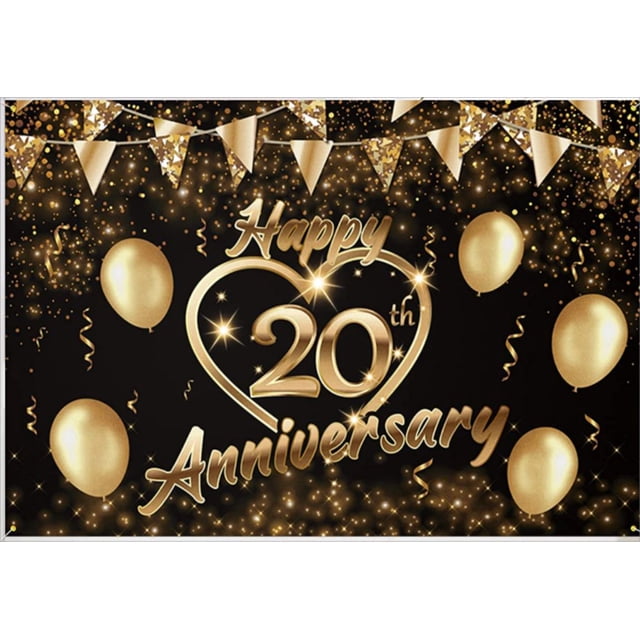 20th Happy Birthday Backdrop for Photography Golden Crown Happy ...