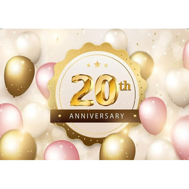 20th Happy Birthday Backdrop for Photography Golden Crown Happy ...