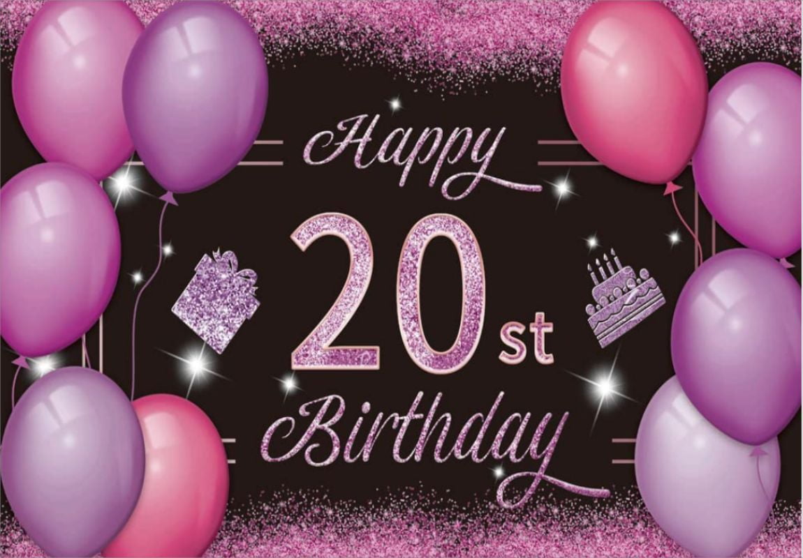 20th Happy Birthday Backdrop for Photography Golden Crown Happy ...