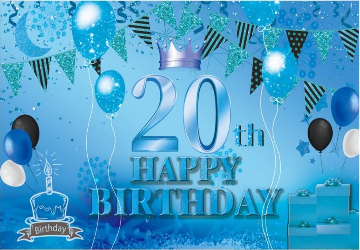 20th Happy Birthday Backdrop for Photography Golden Crown Happy ...