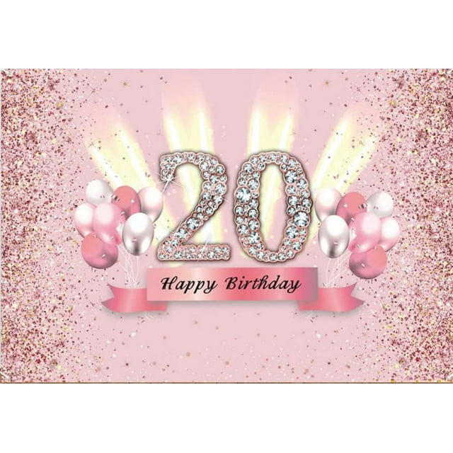 20th Happy Birthday Backdrop for Photography Golden Crown Happy ...