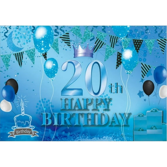 20th Happy Birthday Backdrop for Photography Golden Crown Happy ...
