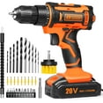 20v Drill Driver Set,Cordless Drill with Battery and Charger,LED Tools ...