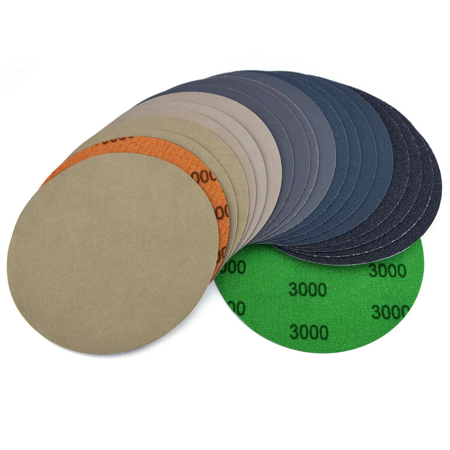 20x 6 inch Hook Loop Wet Dry Sanding Discs 60-10000 Grit Orbital ...