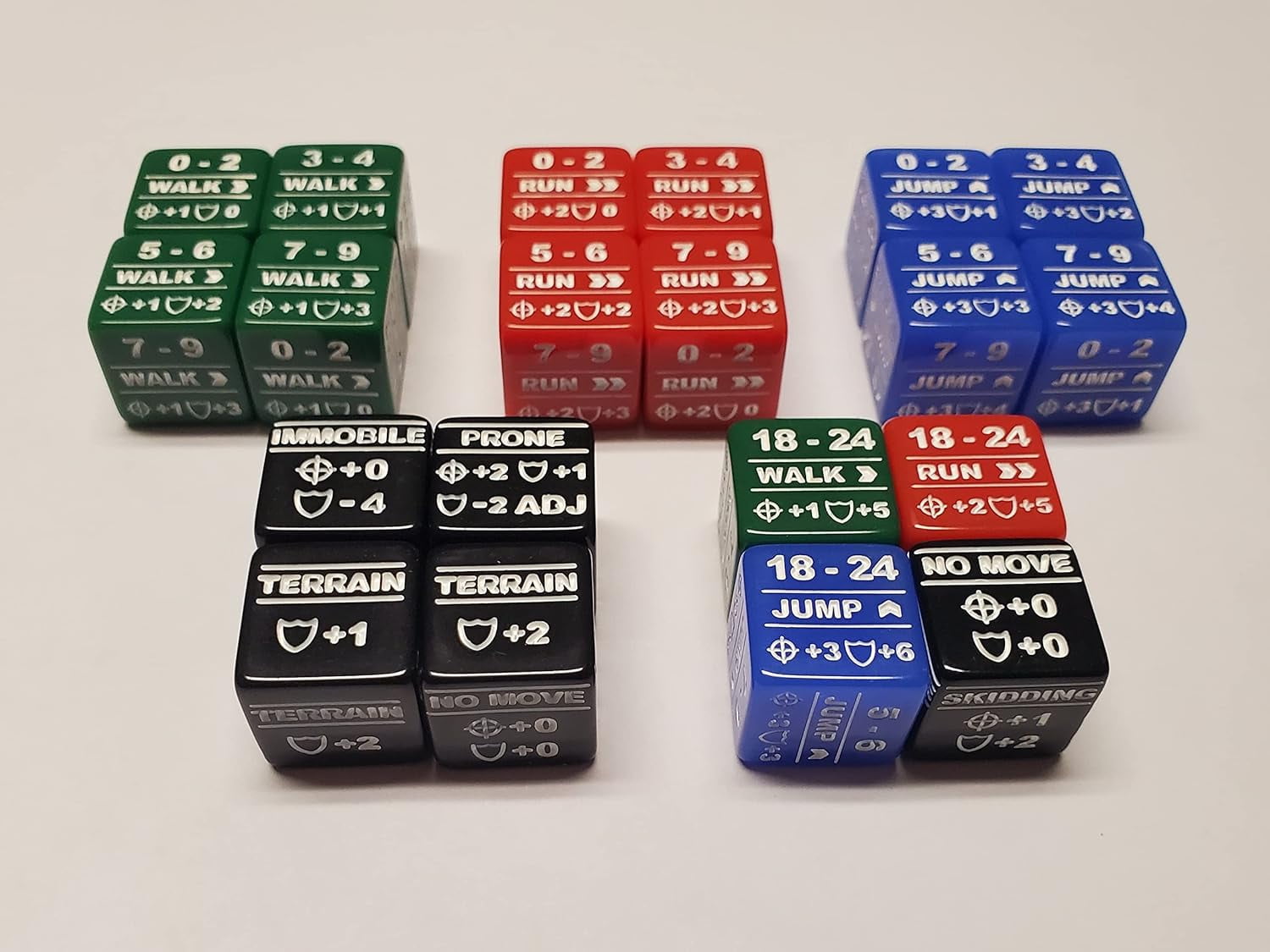 20x Battletech Stats Modifier Dice / Color Coded Walk Run Jump ...