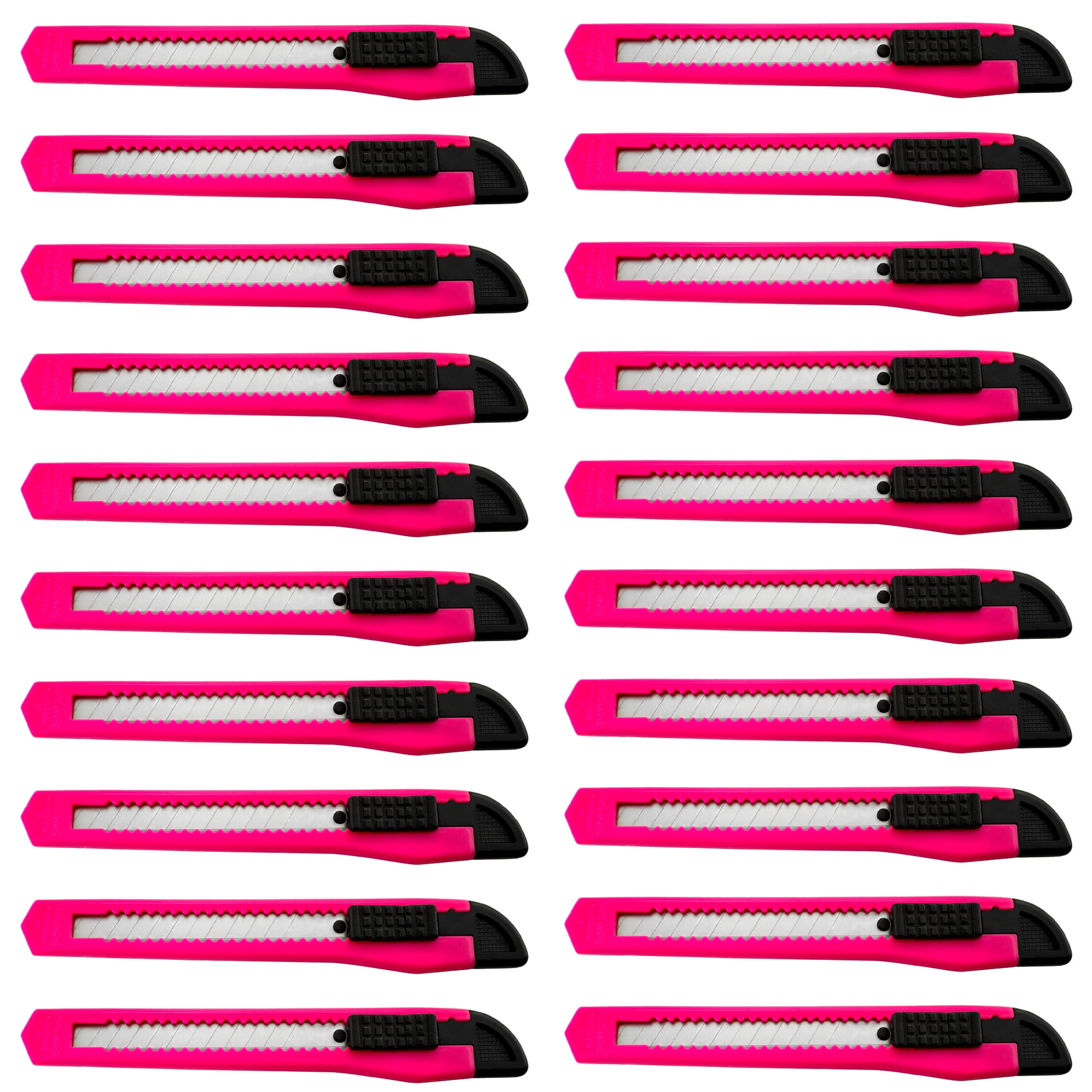 20x Bulk Small Neon Pink Utility Knife Box Cutters Snap Off Blade 9MM ...