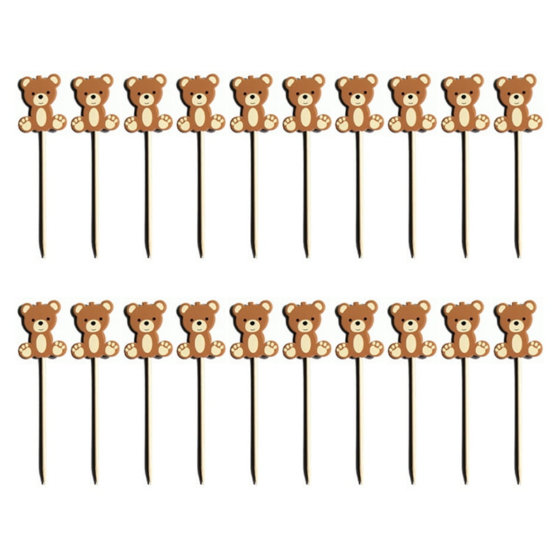 20x Cartoon Bear Cake Toppers Cute Bear Paper Tags for Birthday ...