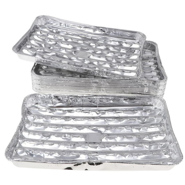 20x Disposable Aluminum Rectangular Barbecue Grilling Trays - Walmart.com