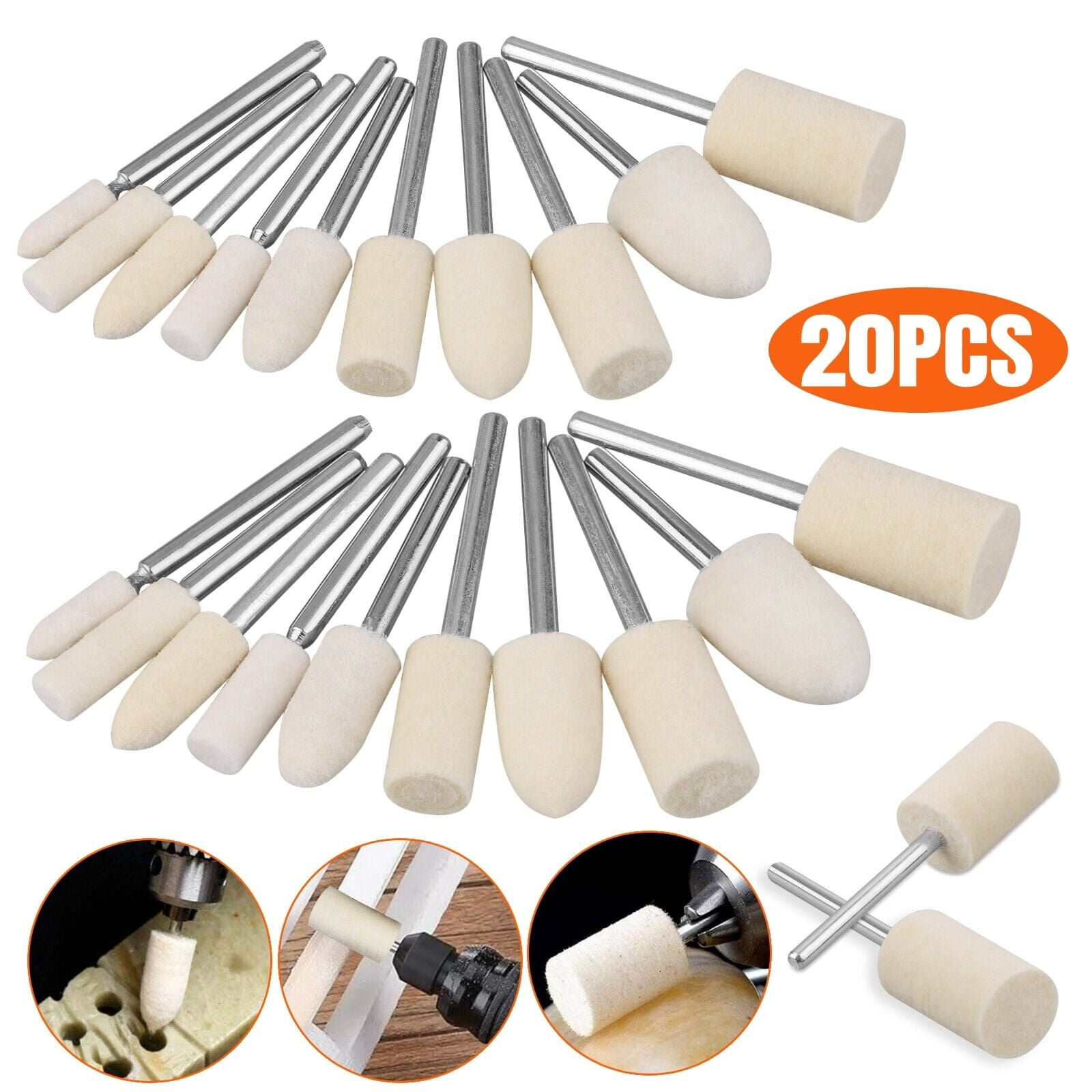 20x Felt Polishing Buffing Pad Wheel Wool Plastic Rotary Tool Kit Set ...