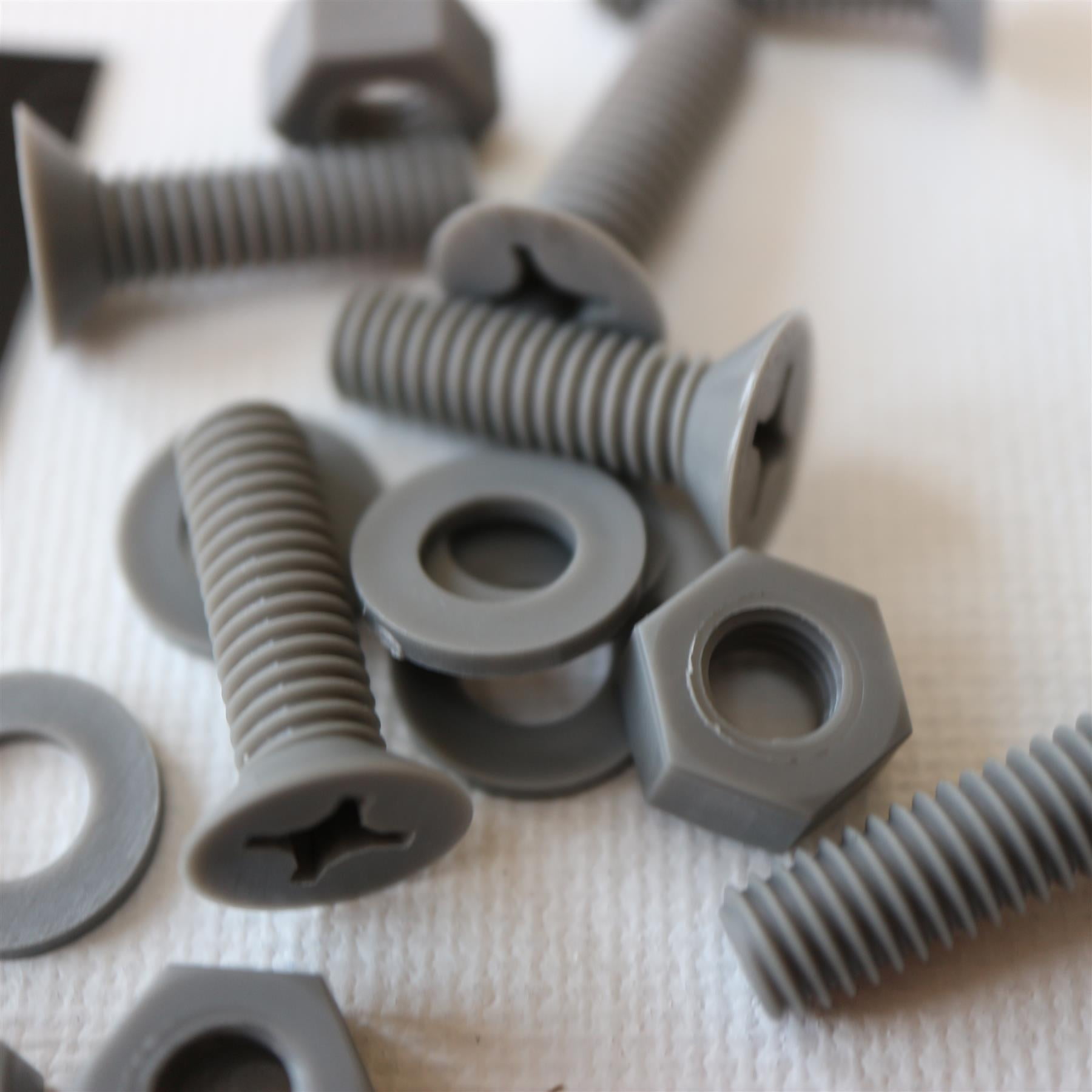 20 x Grey Countersunk Screws Polypropylene (PP) Plastic Nuts and Bolts, Washers, M6 x 20mm, Anti ...