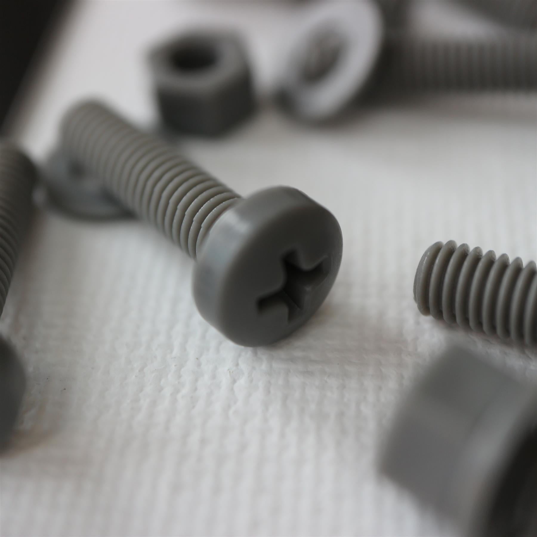 20 x Grey Pan Head Screws Polypropylene (PP) Plastic Nuts and Bolts ...