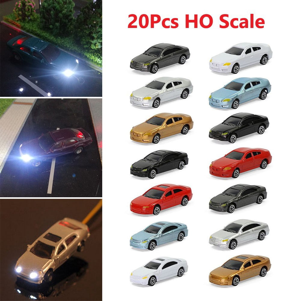 20x Model Railway Head Lighted Model Car HO Scale Landscape Layout ...