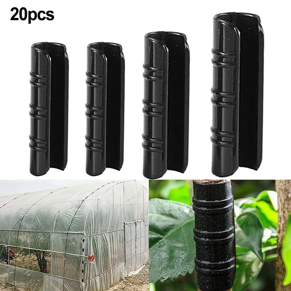 20x Pipe Clamps Plant Stakes Greenhouse Film Row Cover Netting Tunnel ...