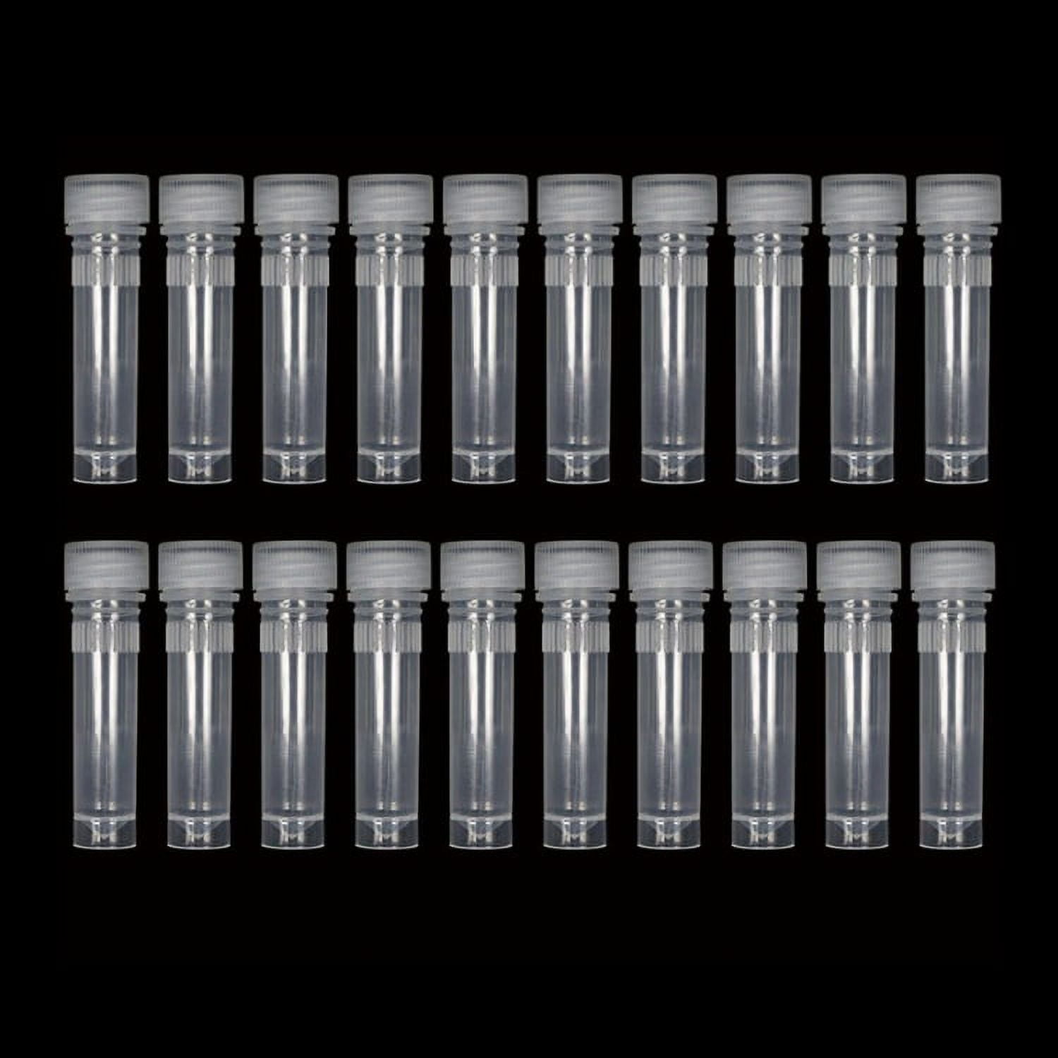 20x Small Plastic 1.5ml Small Vials Screw On Cap Clear Test Tube Mini ...