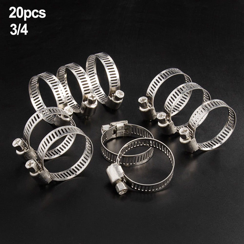 20x Stainless Steel Hose Clips Set Garden Hose Pipe Clamps Watering ...