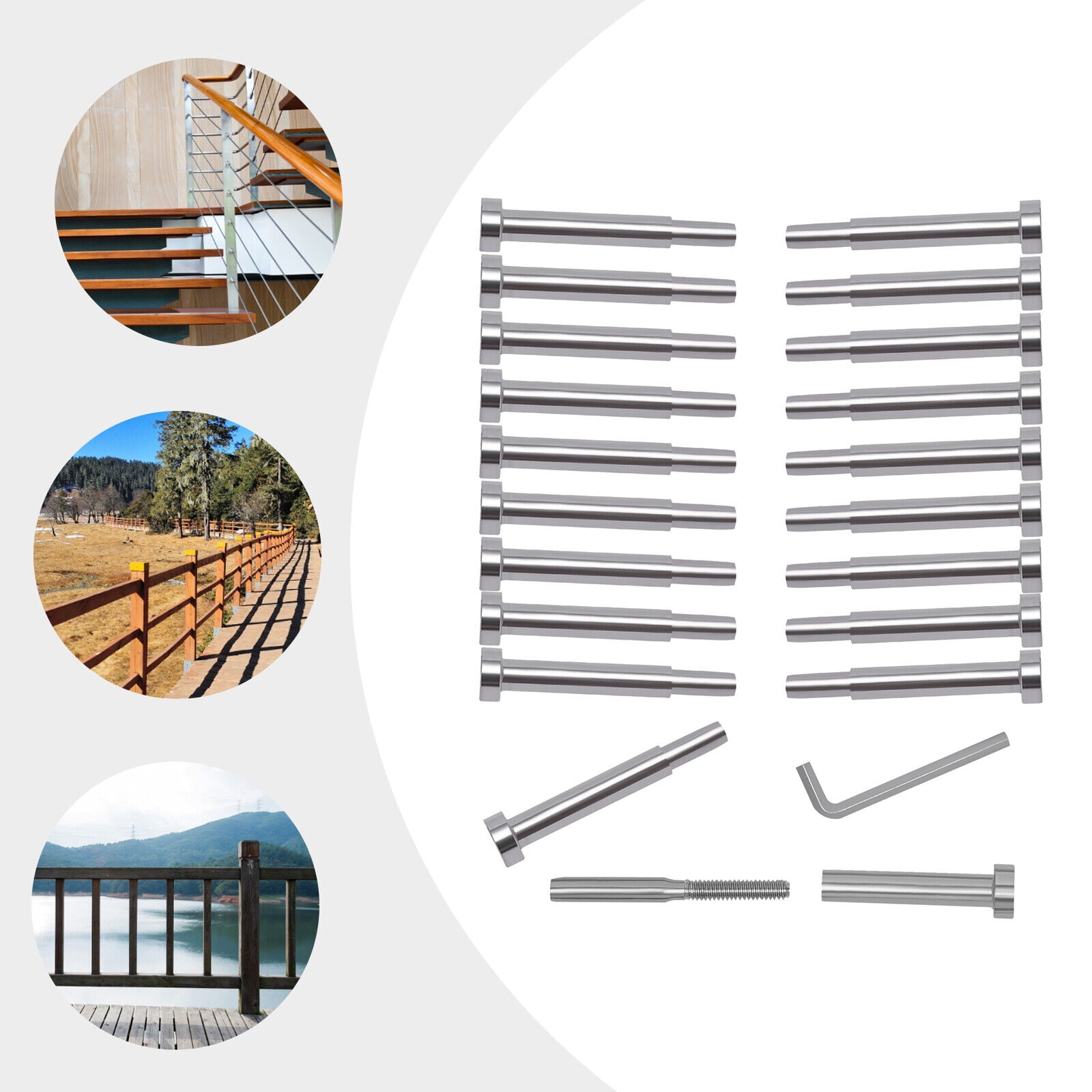 20x Stainless Steel Swage Threaded Tensioner End Fittings 3/16" Cable ...