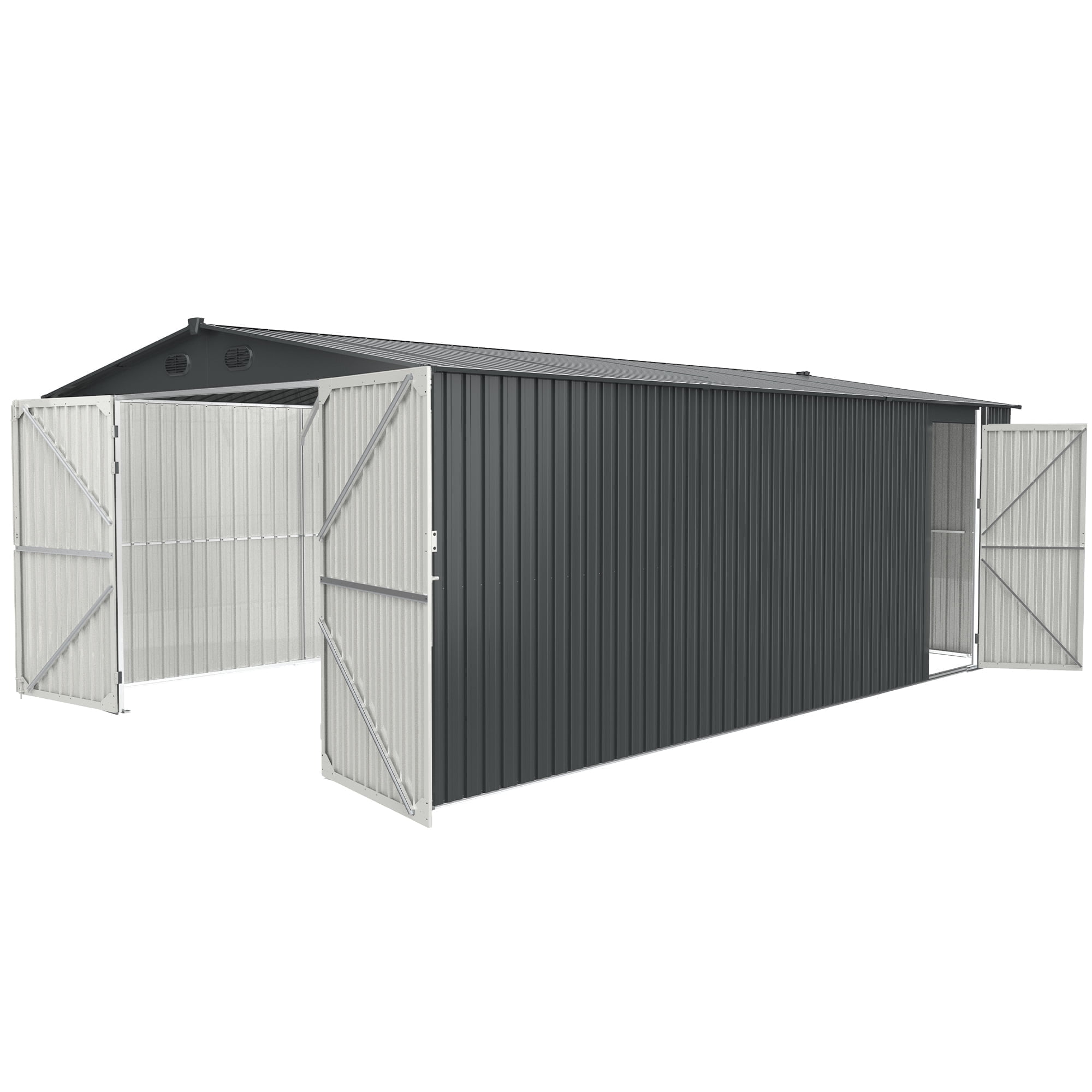 DuraYu 20x10 ft Metal Storage Shed with Lockable Doors & Vents ...