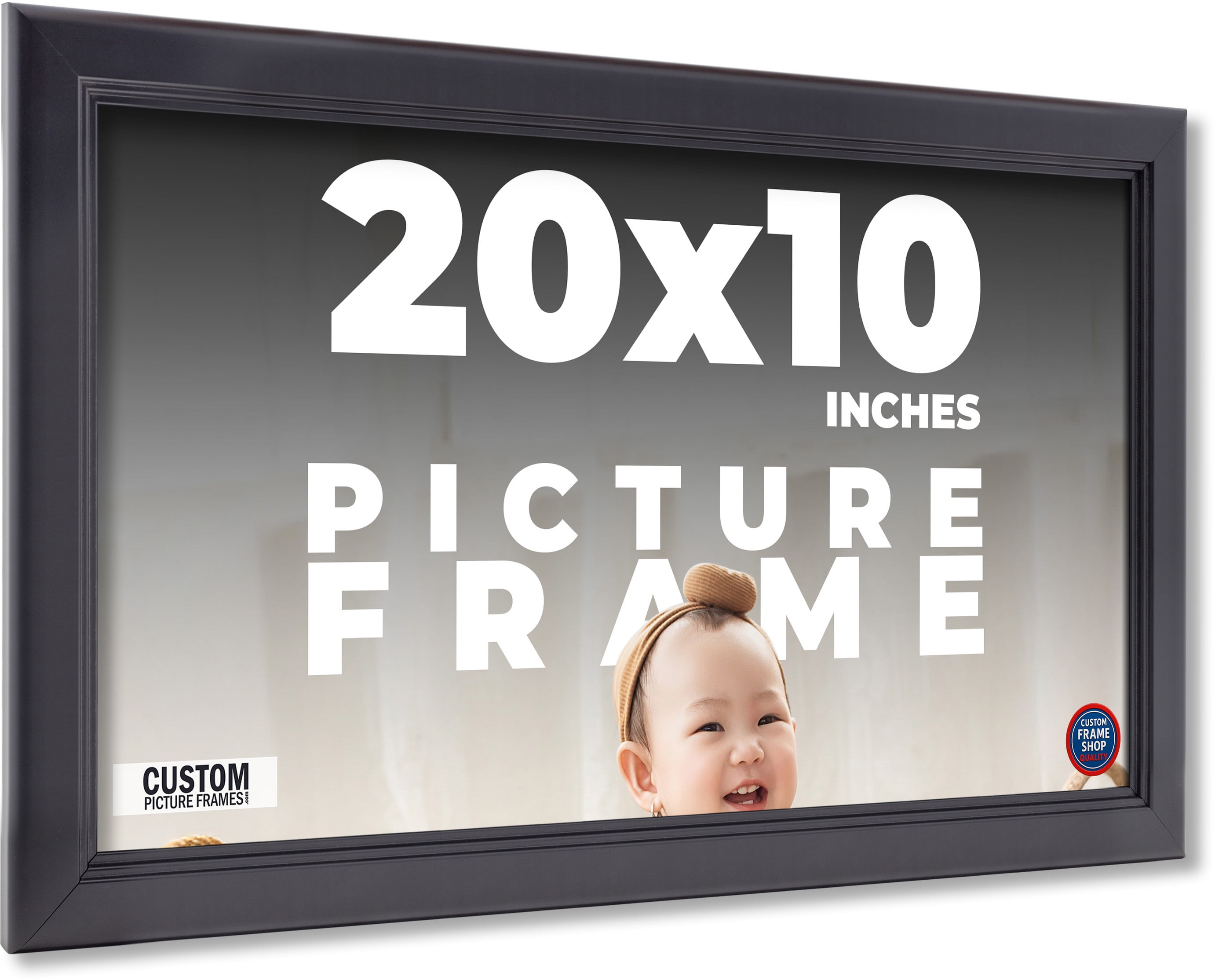 20x10 Frame Black Solid Wood Picture Frame - Complete Modern Photo ...