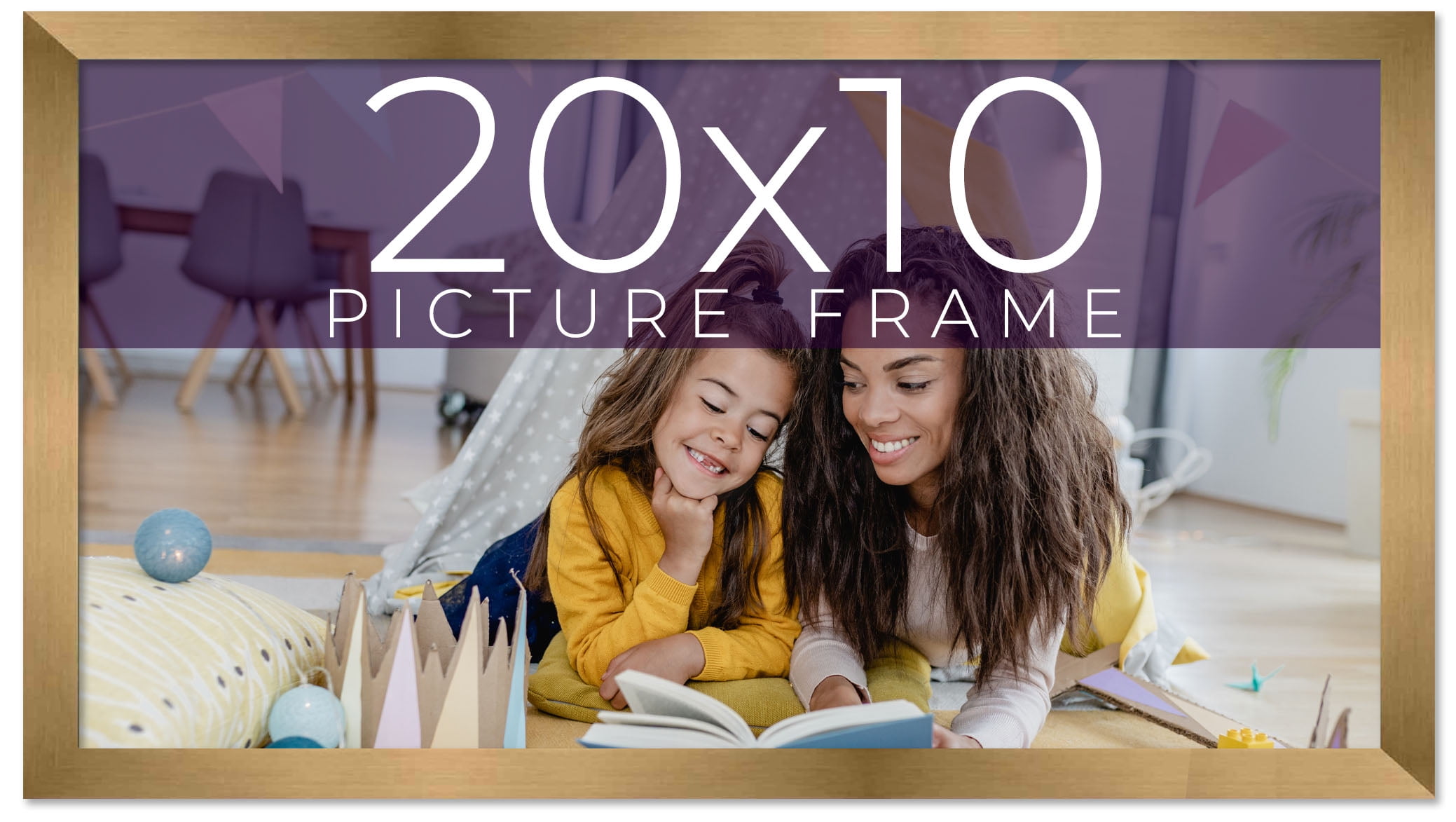 20x10 Frame Gold Bronze Solid Wood Picture Frame Width 0.75 Inches ...