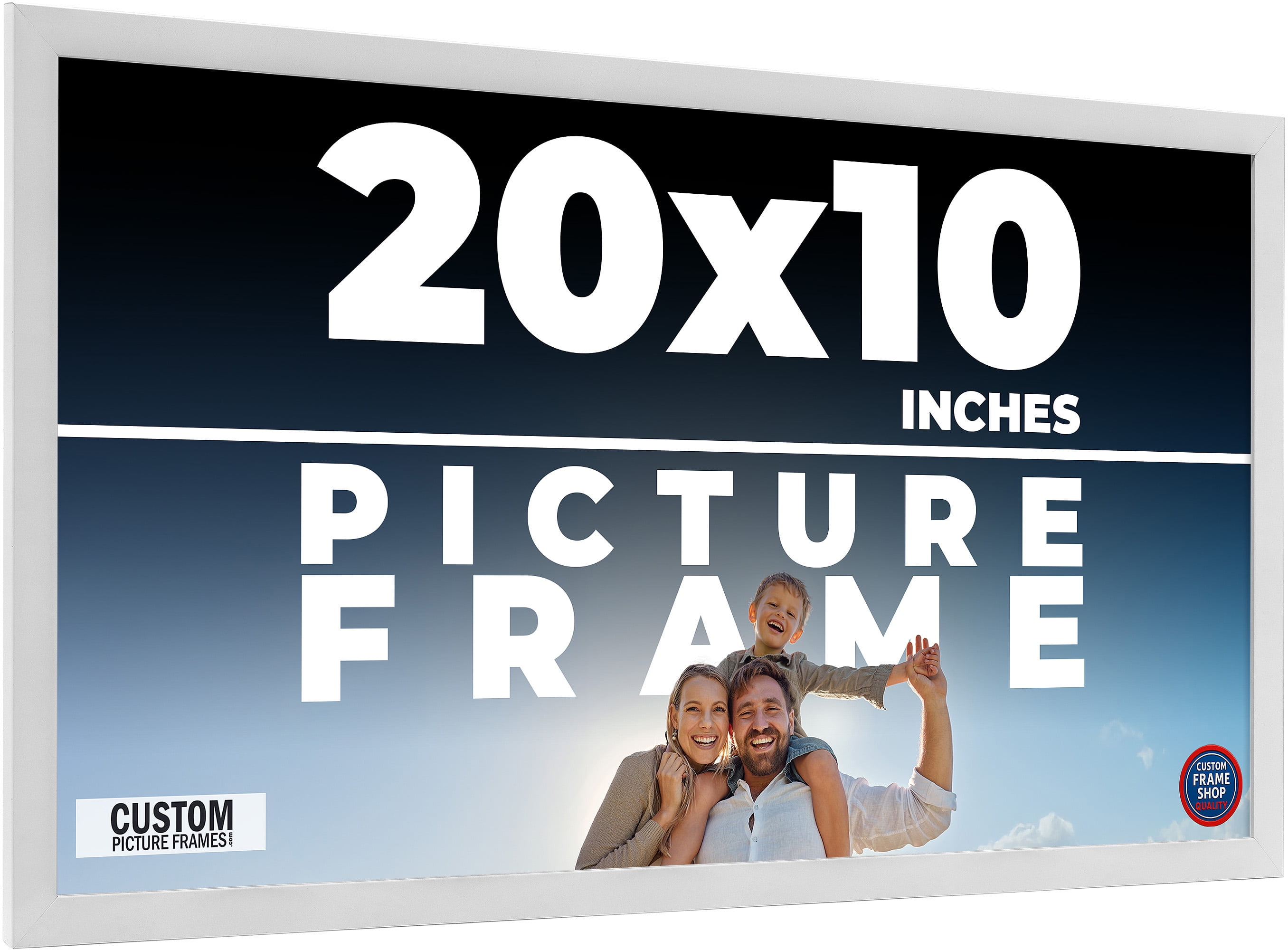 20x10 Frame White Solid Wood Picture Frame Includes UV Acrylic Shatter ...