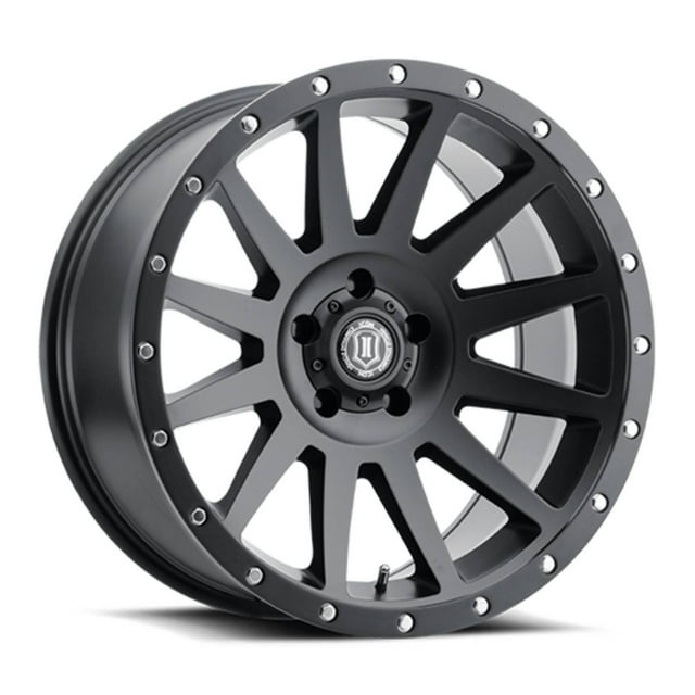 20x10 Icon Alloys Compression Satin Black Wheel 5x5 (-12mm) Fits select ...