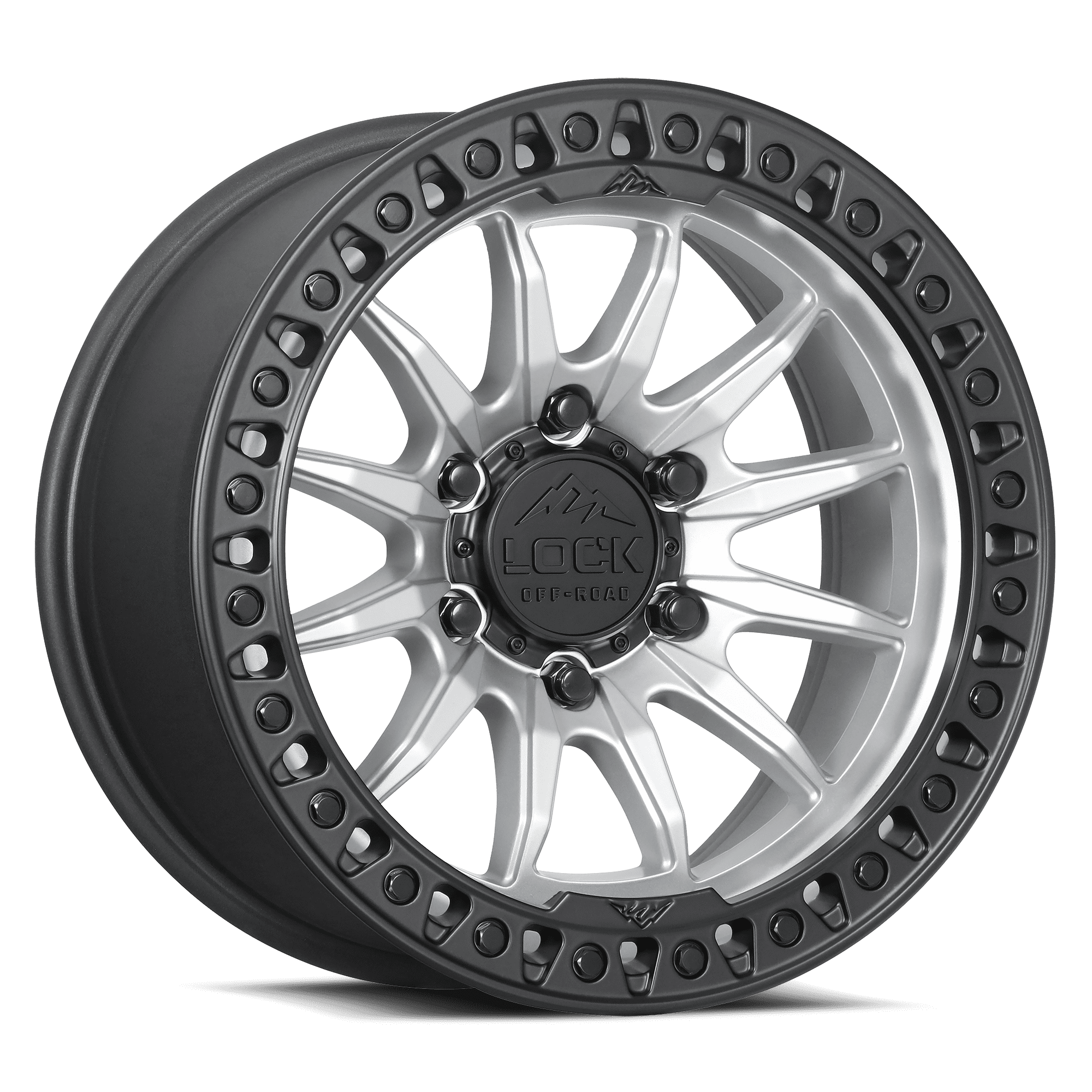 20x10 Lock Off-Road Trail Matte Silver With Matte Black Ring Wheel 8x6 ...