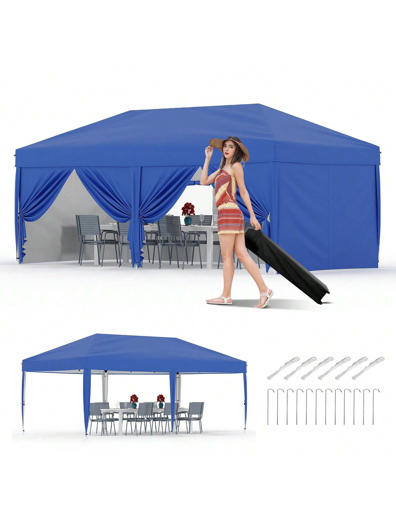 20x10 Pop Up Canopy Tent Outdoor Canopy One-Person Set Up Heavy Duty ...