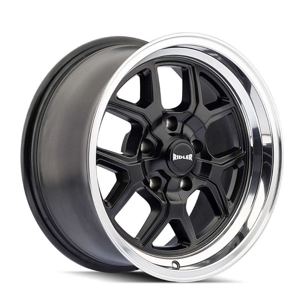20x10 Ridler 610 Matte Black/Polished Lip Wheel 5x5 (0mm) - Walmart.com