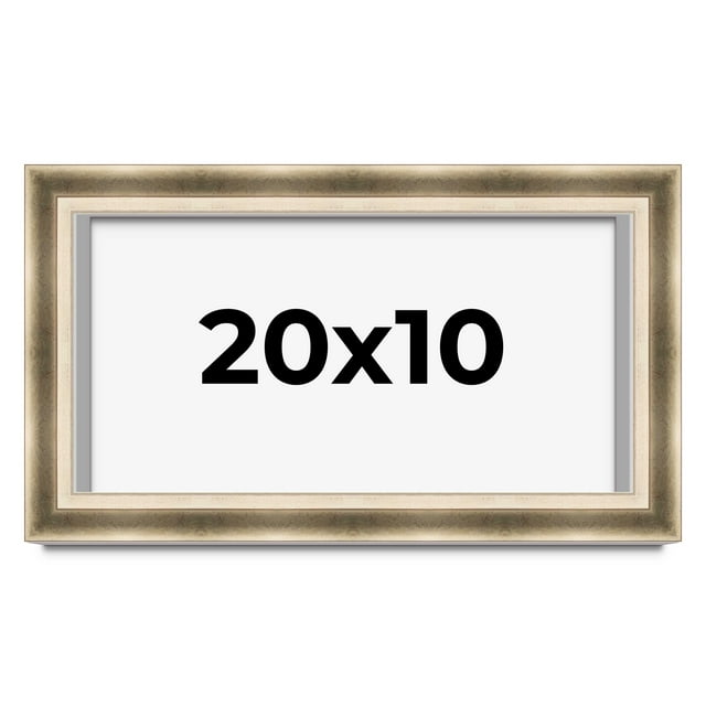 20x10 Shadow Box Frame Silver | 1.75 inches Deep Real Wood Traditional ...