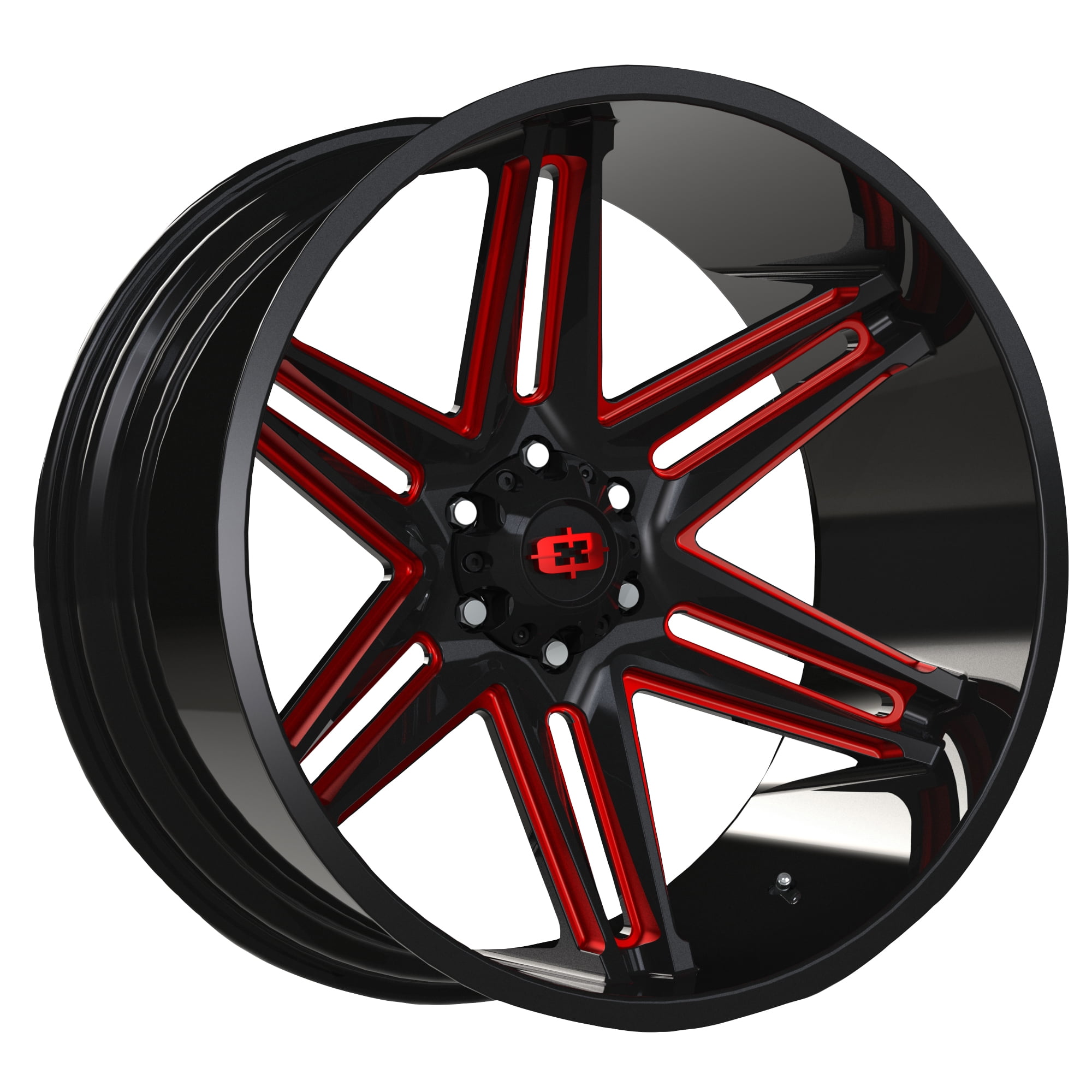 20x10 Vision 363 Razor Gloss Black Milled Spoke w/ Red Tint Wheel 5x5.5 ...