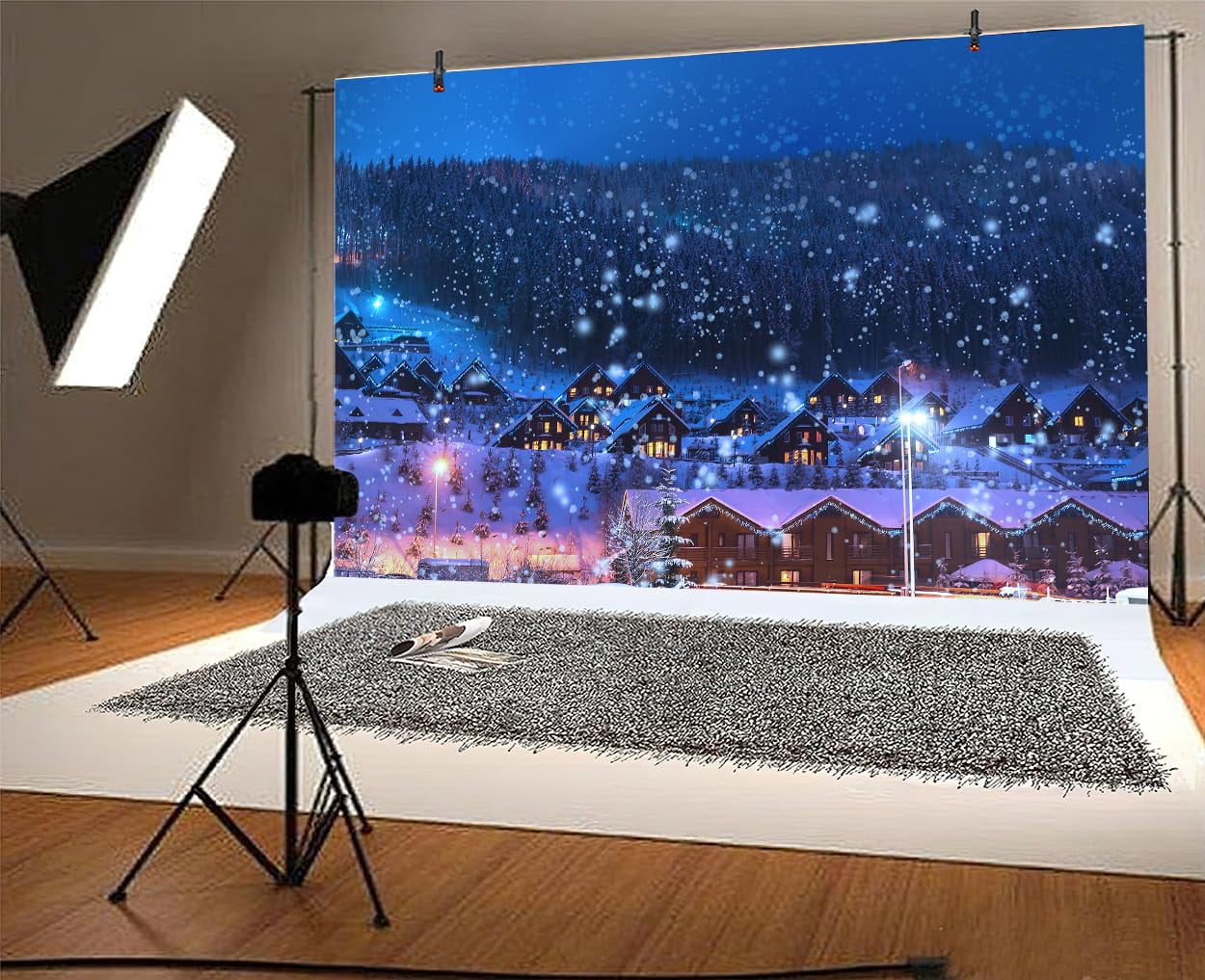 20x10ft Village Backdrop Christmas Winter Village Scenery Xmas Pine ...